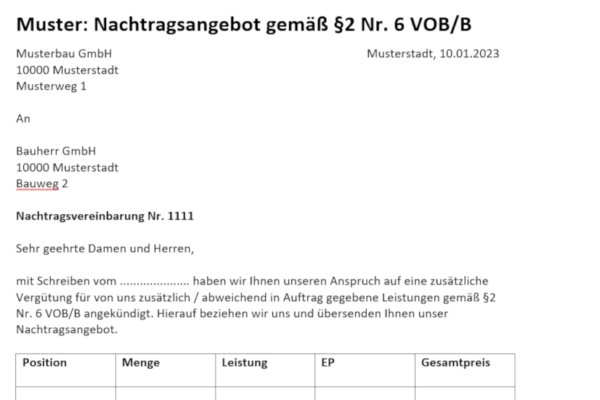 OR- und SIA-Norm 118 Musterbrief - Mängelzurückweisung - PlanRadar