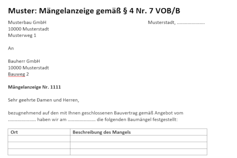 Zustandsfeststellung §4 VOB: Muster & Erklärung - PlanRadar