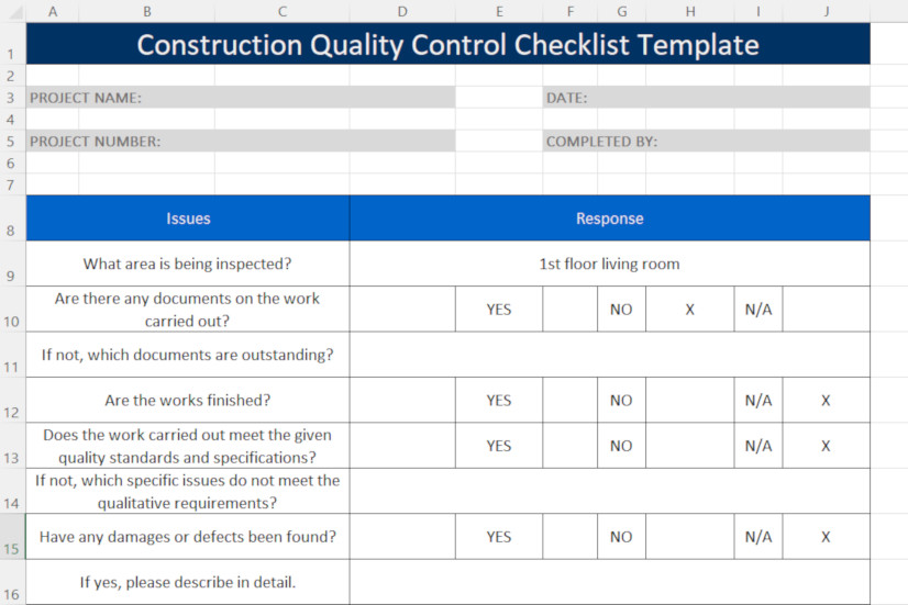 Quality Control Checklist Template For Construction Contractor Quality